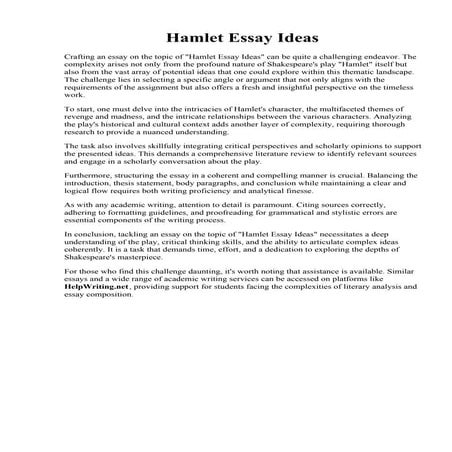 Hamlet Essay Ideas | PDF