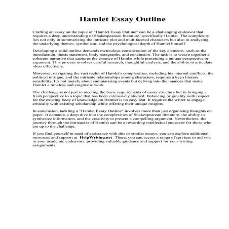 Hamlet Essay Outline. Franklin University | PDF