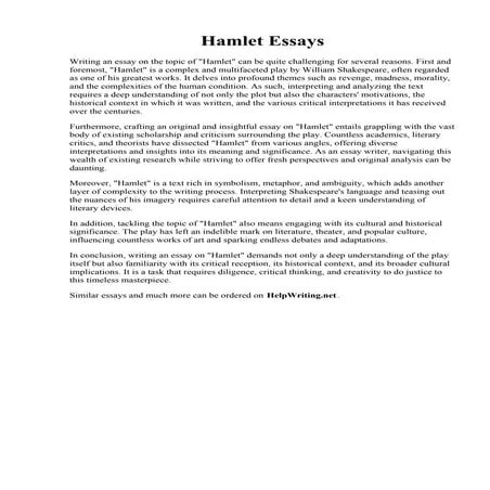 Hamlet Essays | PDF