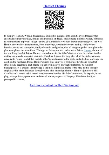 Hamlet Theme Analysis | PDF