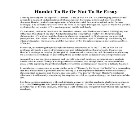 Hamlet To Be Or Not To Be Essay.pdf