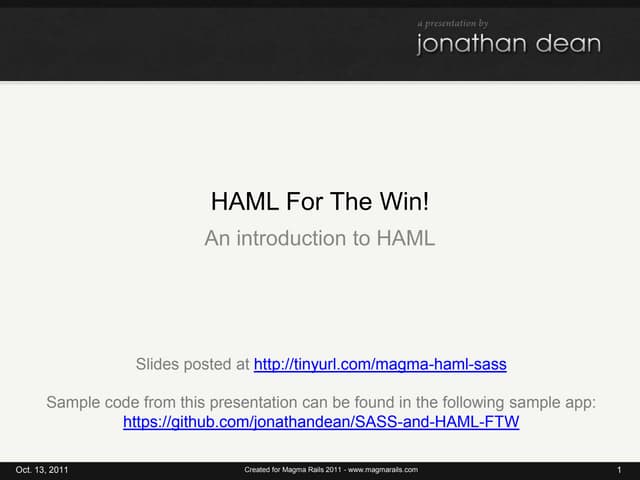 Introduction To Haml Ppt