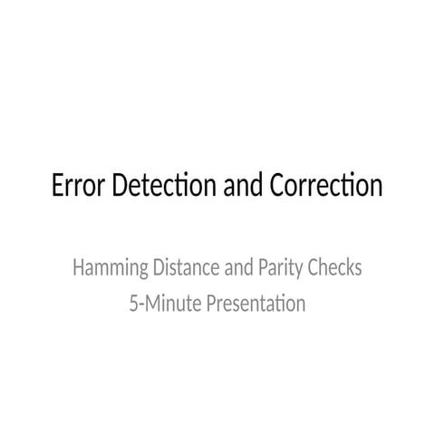 Hamming and Parity Presentation.pptx with for free trail | PPT