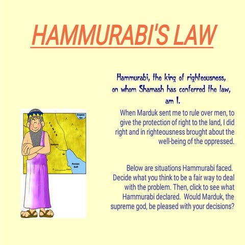 Hammurabis Code And Its Introduction To Law Ppt