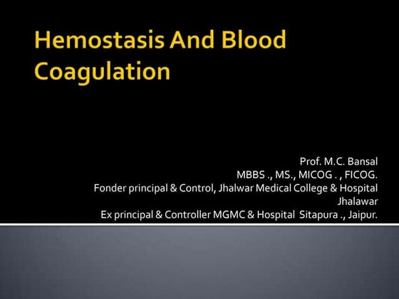 Clotting time - Coagulation of whole blood | PPT