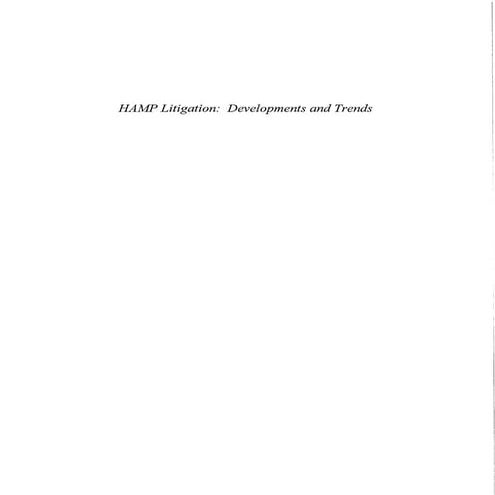 HAMP Litigation: Developments and Trends | PDF