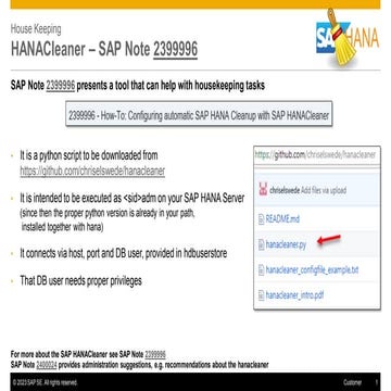 SAP HANA database cleaner options via scripts | PDF | Computing | Technology & Computing