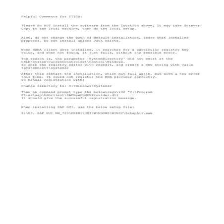 Hana installation | TXT