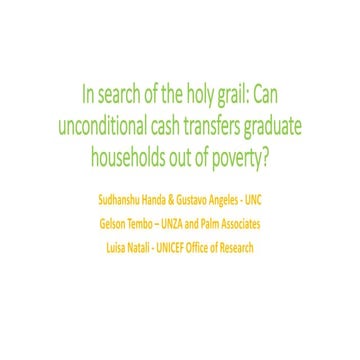 Can unconditional cash transfers graduate households out of poverty ...