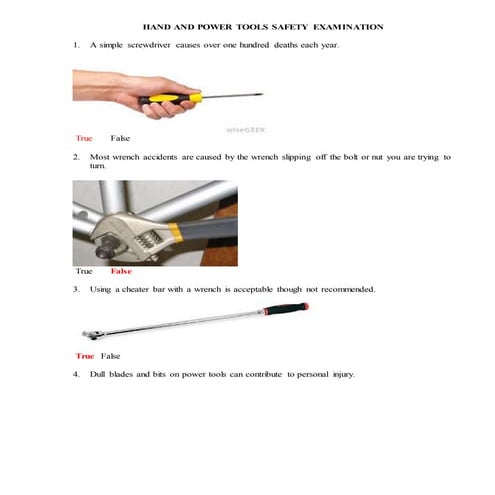 Hand and power tool exam | DOCX