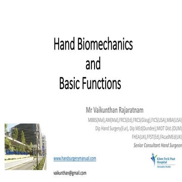 Hand biomechanics and basic functions | PPTX
