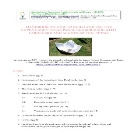 Handbook Copenhagen Solar Panel Cooker | PDF