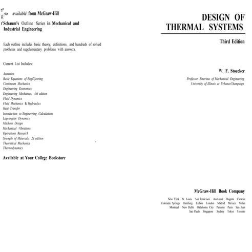Design of Thermal Systems International Edition Wilbert F. Stoecker | PDF