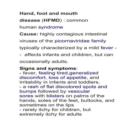 Hand, foot and mouth disease | PPTX