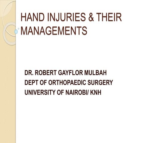 Hand trauma - soft tissue injuries overview ,principles of management
