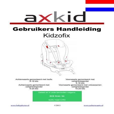 Handleiding Axkid kidzofix (NL) | PDF