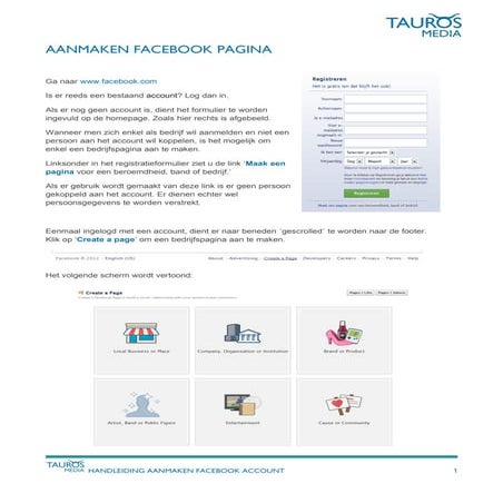 Handleiding aanmaken facebook account | PDF