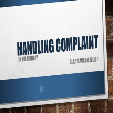 Handling Complaint in the Library | PPTX