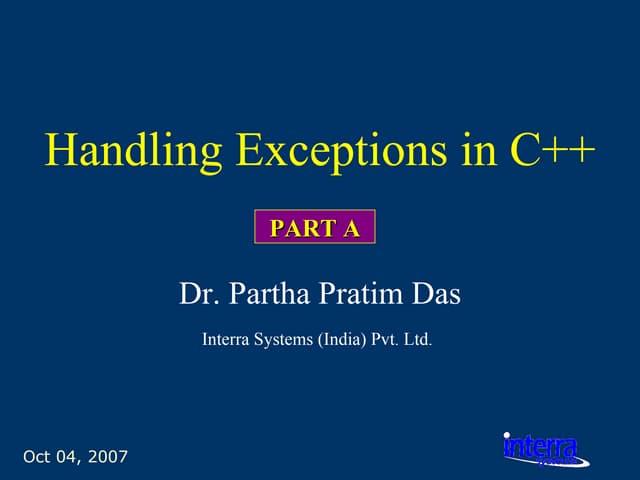 Handling Exceptions In C And C Part A Ppt