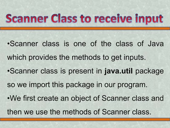 ppt on scanner class | PPT | Programming Languages | Computing