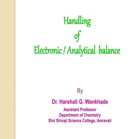 Handling of electronic balance | PPTX