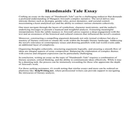 Handmaids Tale Essay | PDF