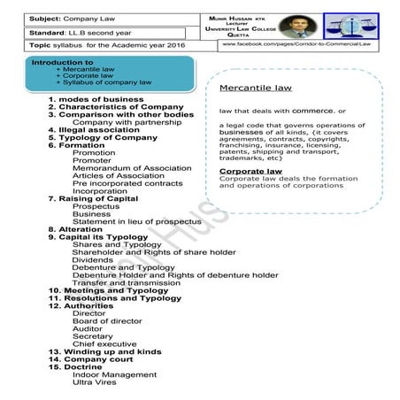 Handout of the 1st lecture introduction to company | DOC