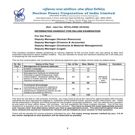 NPCIL 2019 HANDOUT | PDF