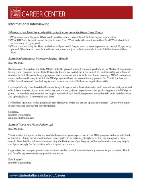 Information interviews | DOCX | Resume Writing and Advice | Job Search