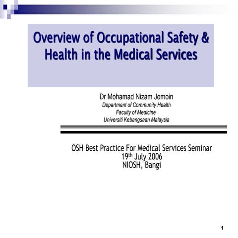 Handout-OSH in Medical Services rev.ppt | Blood Disorders | Diseases ...