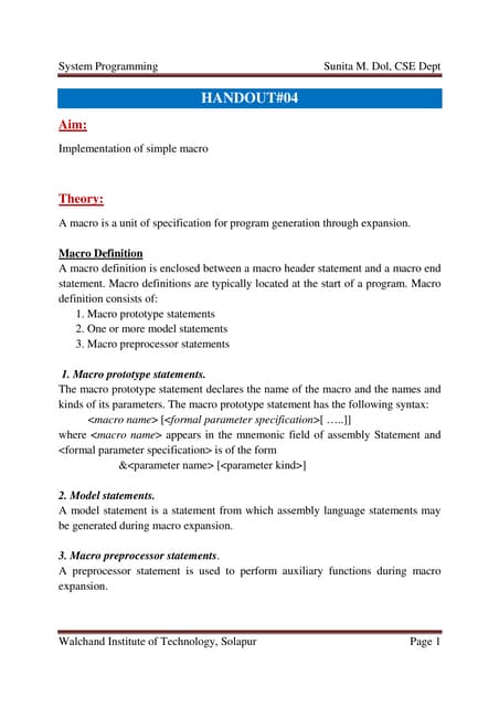 System Software Macro Expansionnested Macro Calls Ppt 