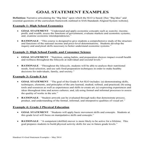Handout #1-Goal Statement Examples-May 2014-Final | DOCX