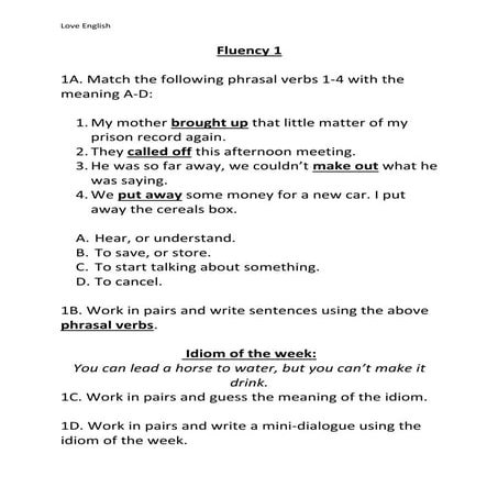 Fluency 1: Phrasal verbs | PDF