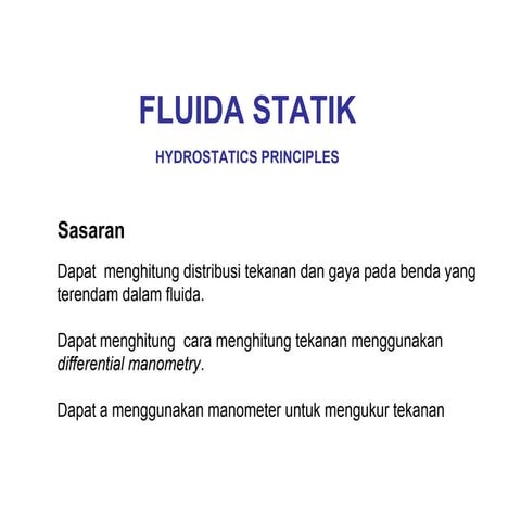 Handout2 fluida statik | PPT