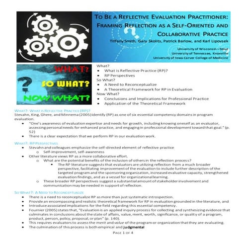 Demystifying Reflective Practice: Using the DATA Model to Enhance Evaluators' Professional ...