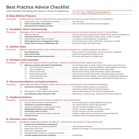 Best Practice Advice Checklist | PDF