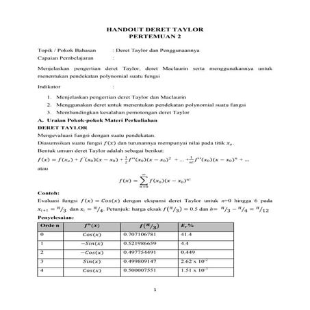 Handout deret taylor | PDF
