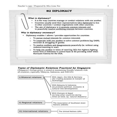 S3 SS Handout 3.1 - Diplomacy (Teacher) | PDF