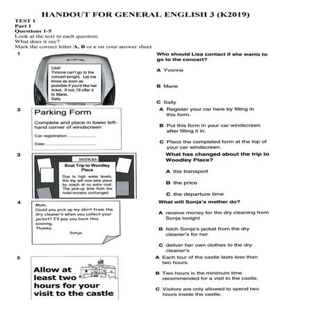 Handout for general english 3 | PDF