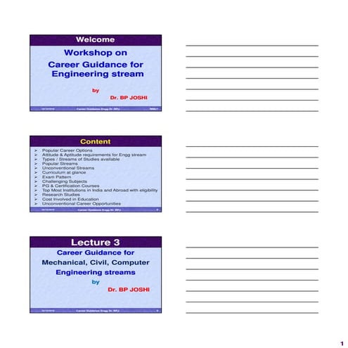 Career guidance in engineering Lecture #3 for Mech, Comp,Civil branches | PDF