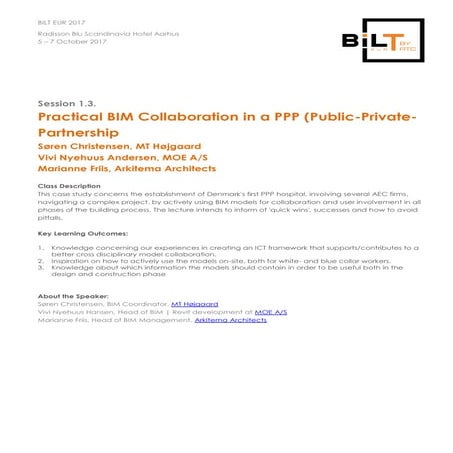 Handout Practical bim collaboration in a ppp | PDF