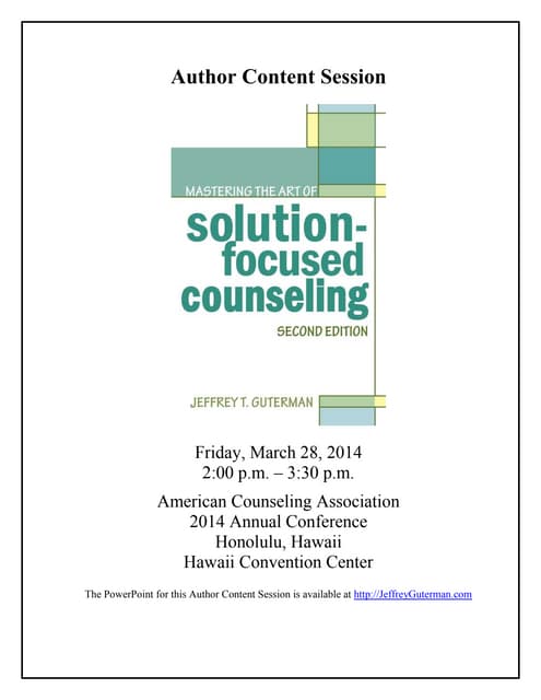 Solution-Focused Counseling: Advanced Techniques and Applications ...