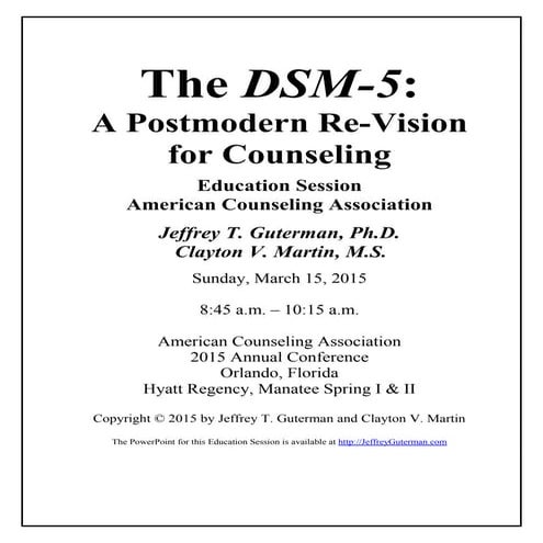 The DSM-5: A Postmodern Re-Vision for Counseling (Handout) | PDF