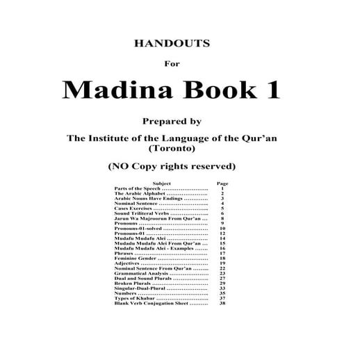 Handouts for madina book-1 | PDF