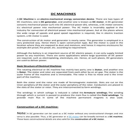 DC Machines - DC Generators and DC Motors | PDF