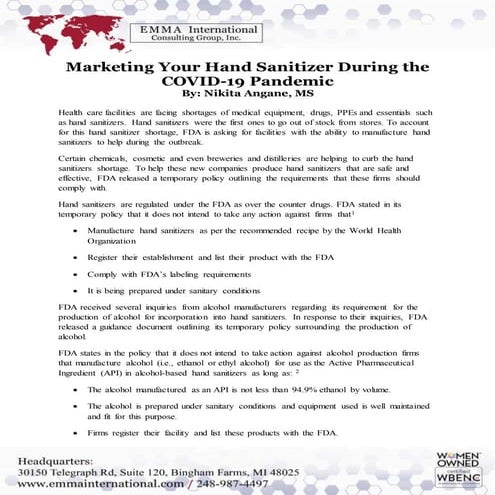 Marketing Your Hand Sanitizer During the COVID-19 Pandemic | PDF