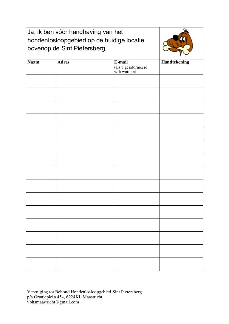 Handtekeningen formulier