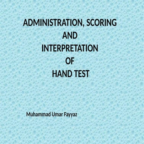 Hand Test for student to learn how to deal | PPTX