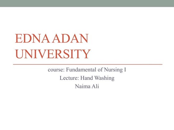 Hand Washing | PPTX | First Aid | Injuries