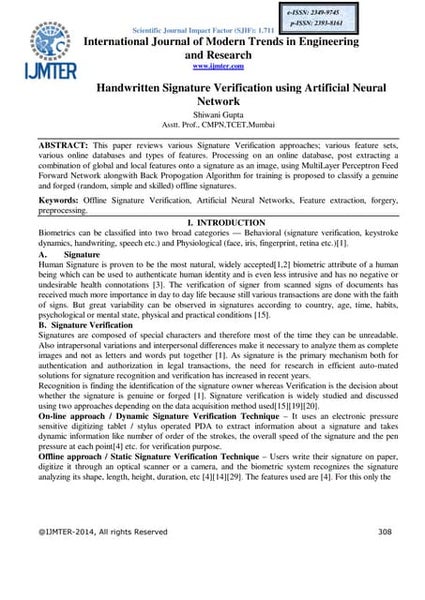 Offline Signature Recognition Via Convolutional Neural Network And Mu…